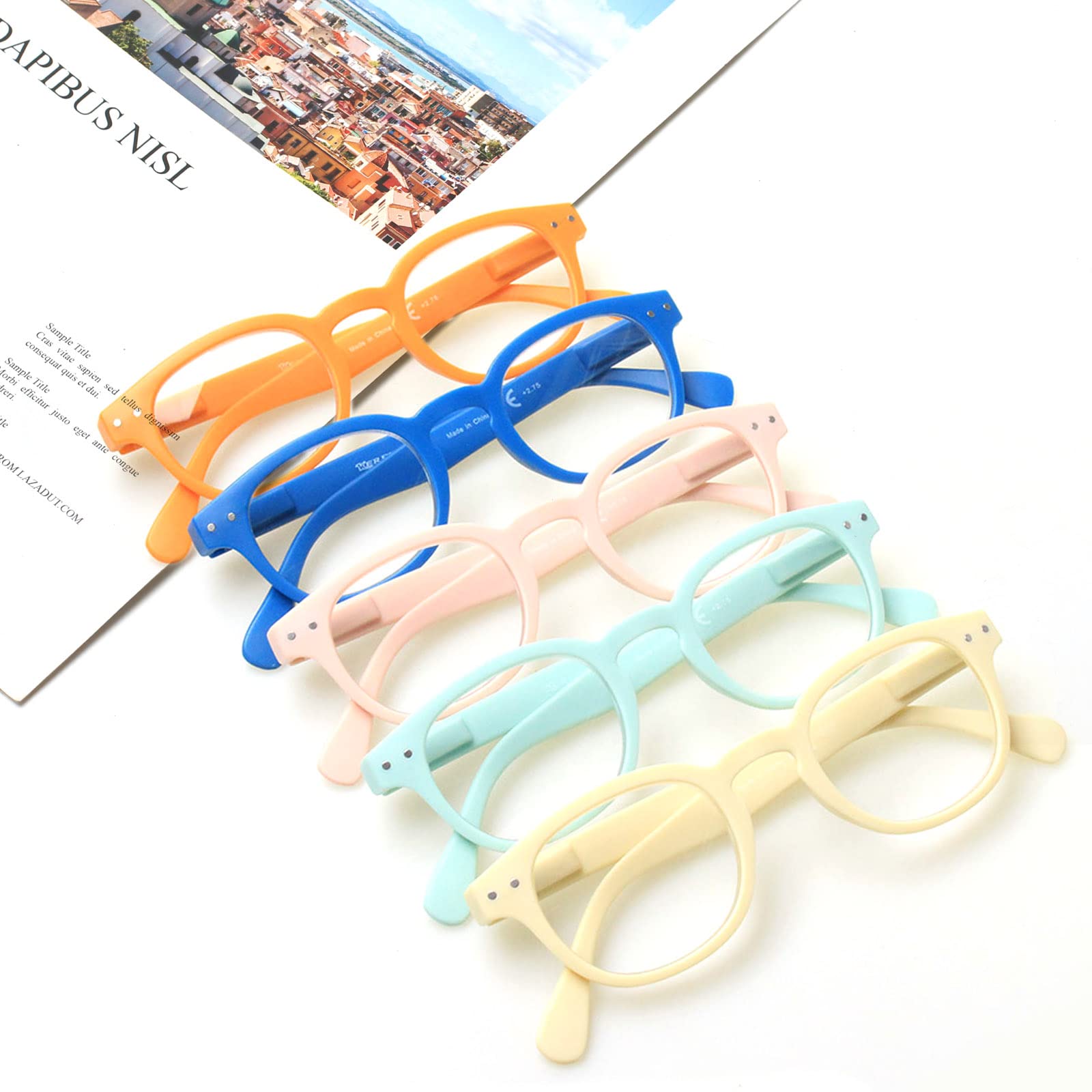Kerecsen Reading Glasses 6 Pack Great Value Quality Readers Spring Hinge Color Glasses (6 Pairs MIx Color, 1.50)