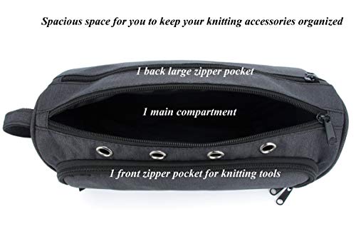 Pacmaxi Yarn Storage Knitting Organizer Lightweight Yarn Storage Bag with Holes Portable Knitting Organizer for Cotton Yarns, Crochet Hooks, Knitting Needles(Up to 10 Inch) (Dark Gray)