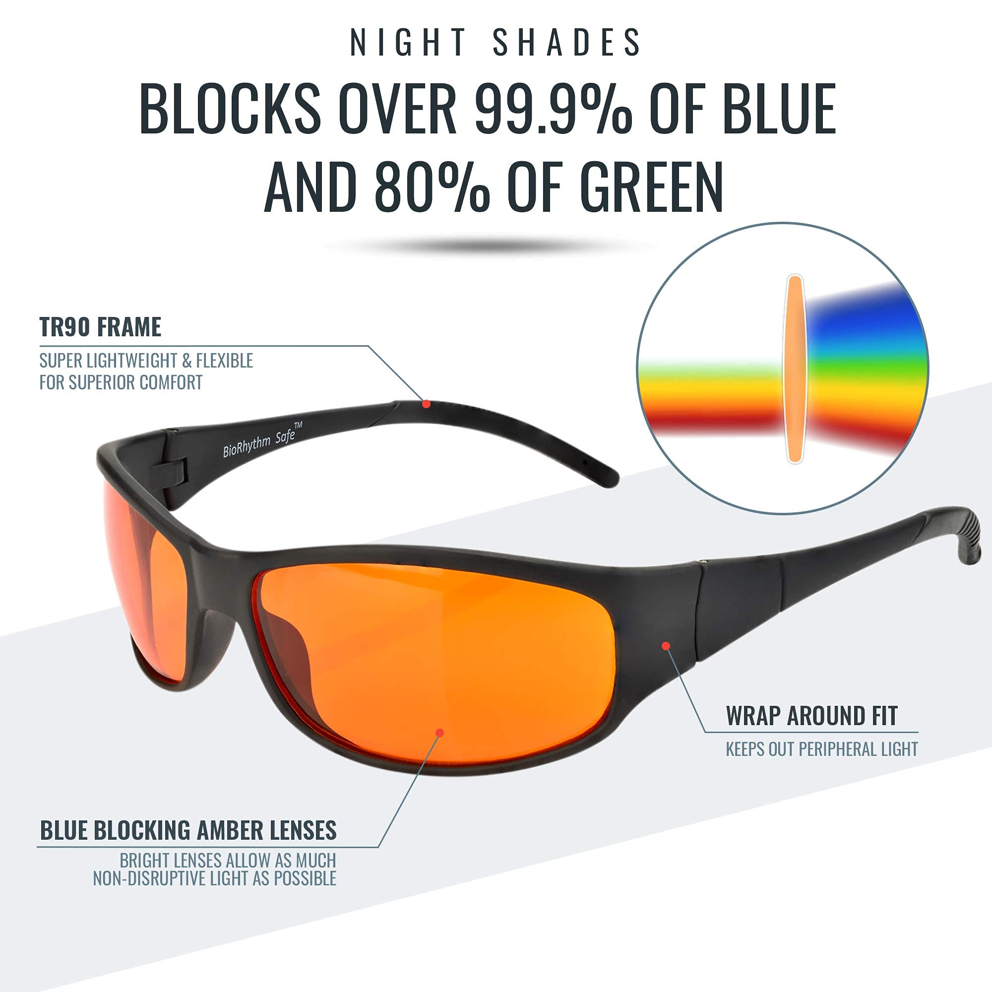 Blue Blocking Amber Glasses for Sleep 99.9 Percent Effective - Nighttime Eye Wear - Special Orange Tinted Glasses Help You Relax Your Eyes