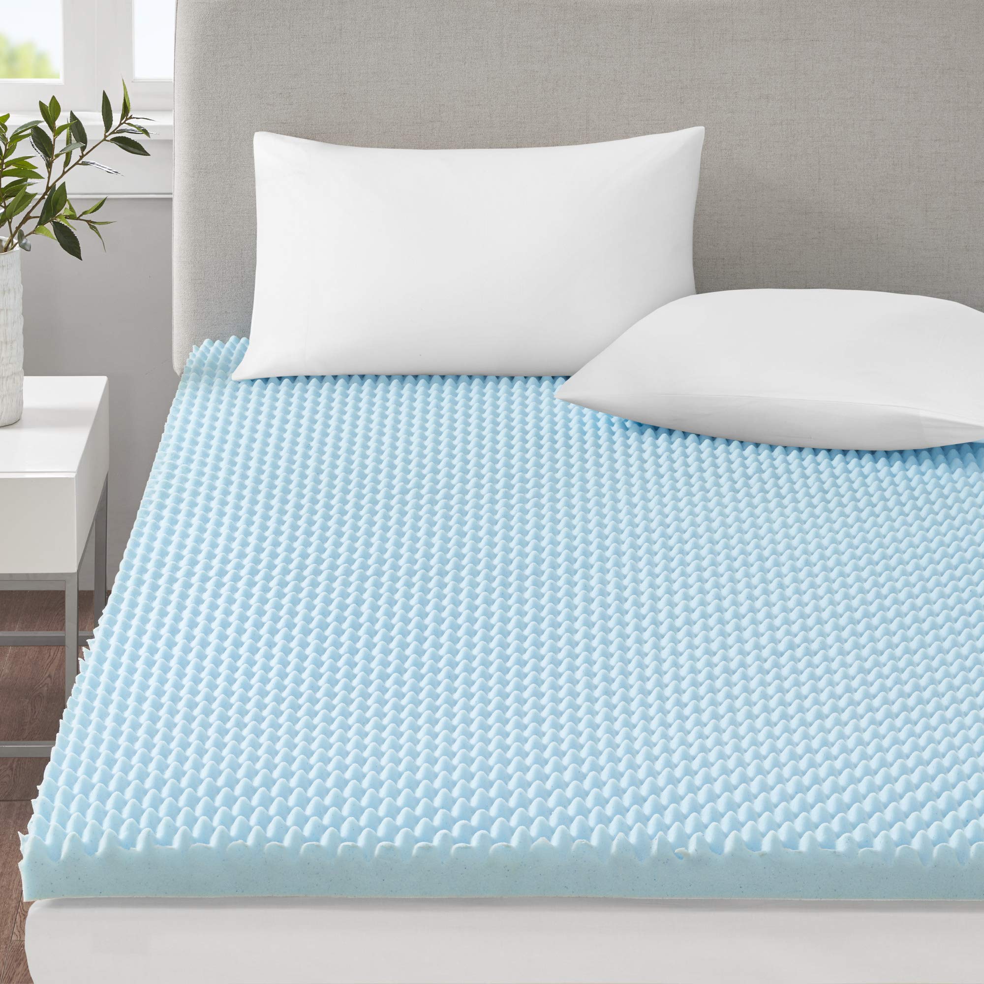 Sleep Philosophy Gel Infused Memory Foam Mattress Topper Luxurious, All Season Enhanced Bed Support, Full, 3" Thick, Without Cover Blue