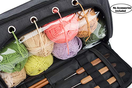Pacmaxi Yarn Storage Knitting Organizer Lightweight Yarn Storage Bag with Holes Portable Knitting Organizer for Cotton Yarns, Crochet Hooks, Knitting Needles(Up to 10 Inch) (Dark Gray)