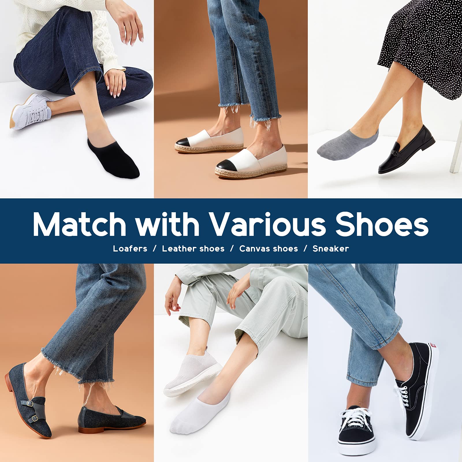 Ordenado Women's 9 Pairs Casual Thin No Show Socks Non Slip Flat Boat Line