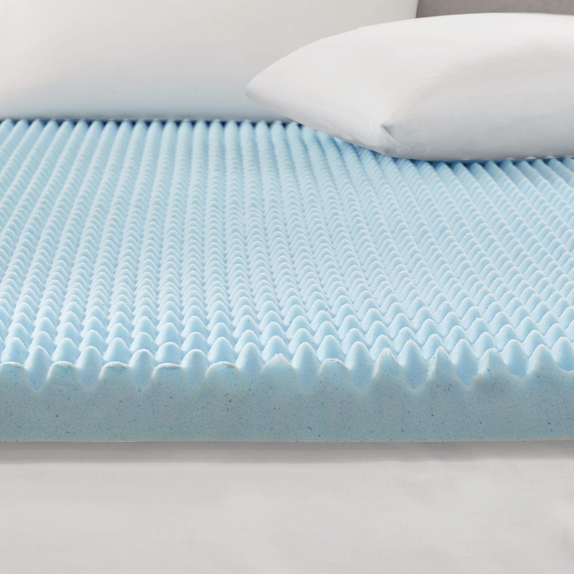 Sleep Philosophy Gel Infused Memory Foam Mattress Topper Luxurious, All Season Enhanced Bed Support, Full, 3" Thick, Without Cover Blue