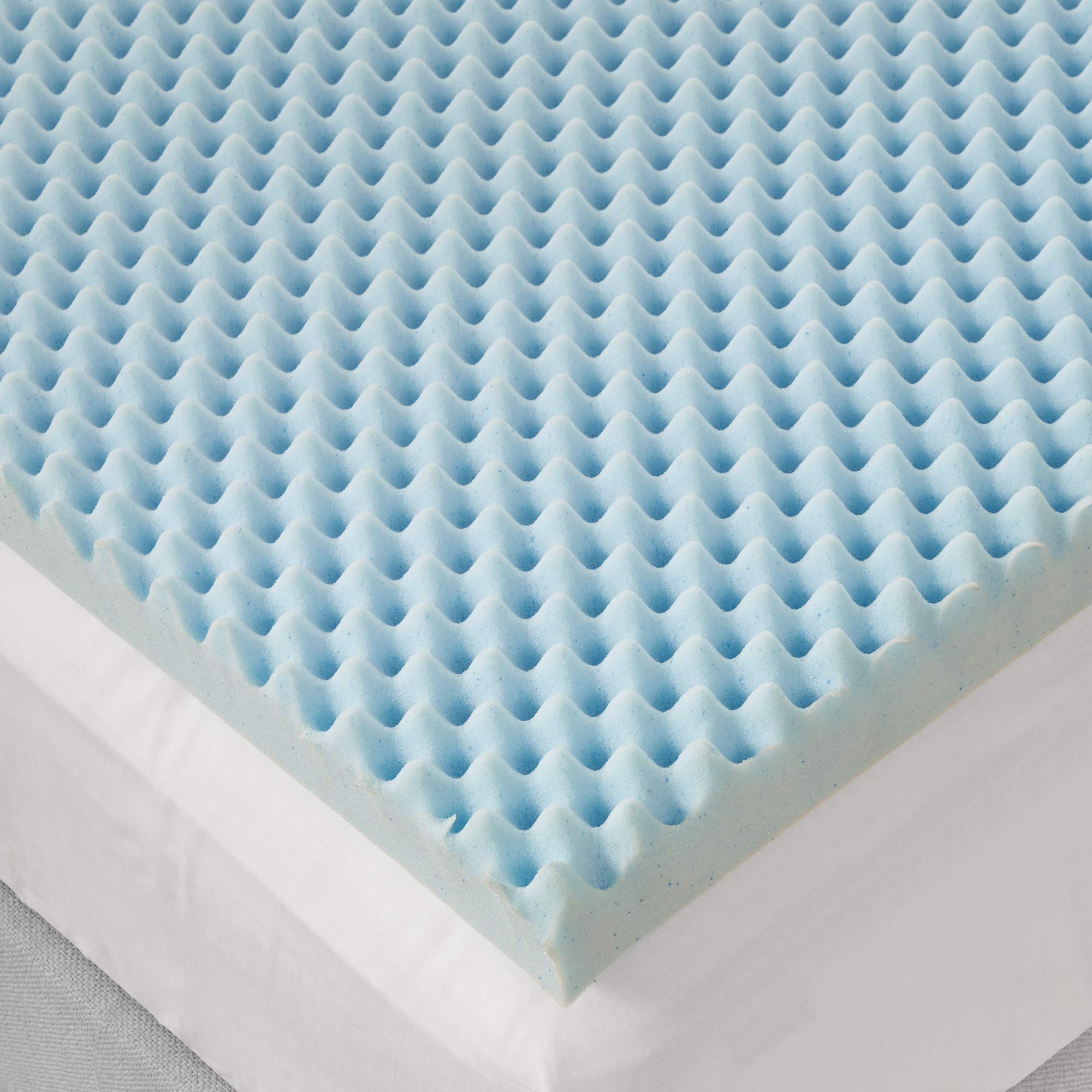 Sleep Philosophy Gel Infused Memory Foam Mattress Topper Luxurious, All Season Enhanced Bed Support, Full, 3" Thick, Without Cover Blue