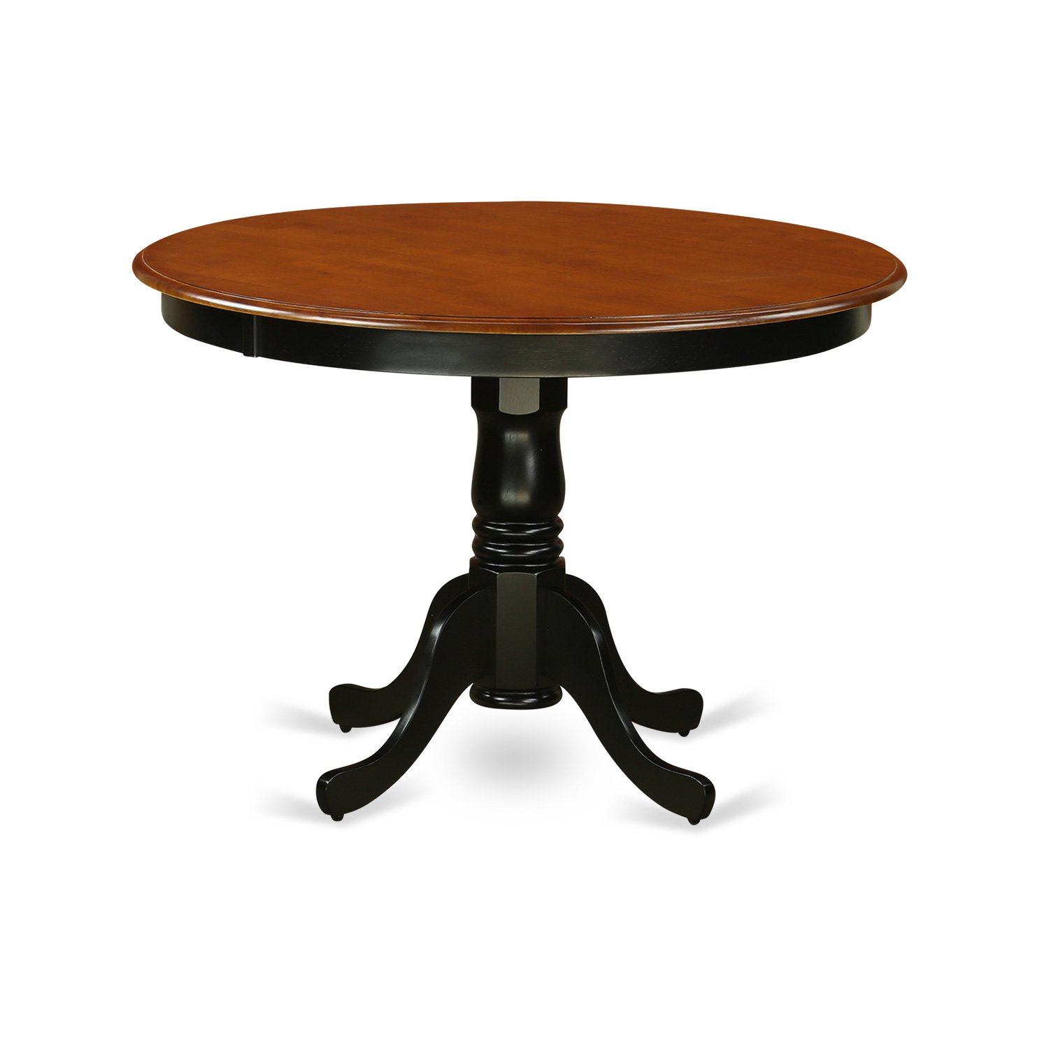 East West Furniture HLKE3-BCH-LC 3 Piece Kitchen Table & Chairs Set Contains a Round Dining Room Table with Pedestal and 2 Faux Leather Upholstered Chairs, 42x42 Inch, Black & Cherry