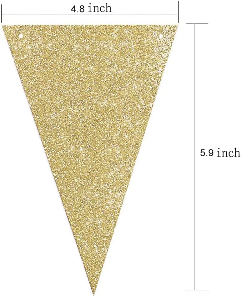 Graduation Party Decorations Green Gold 2023/St. Patrick’s Day Decorations/Birthday Party Decorations Green Gold 2pcs Glitter Gold Green Triangle Banners/Christmas Decorations/Spring Summer Party