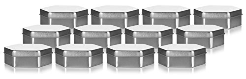 Hexagon Steel Metal Tin Container with Slip Cover Lid (12 PACK) - holds approx. 2 fl oz