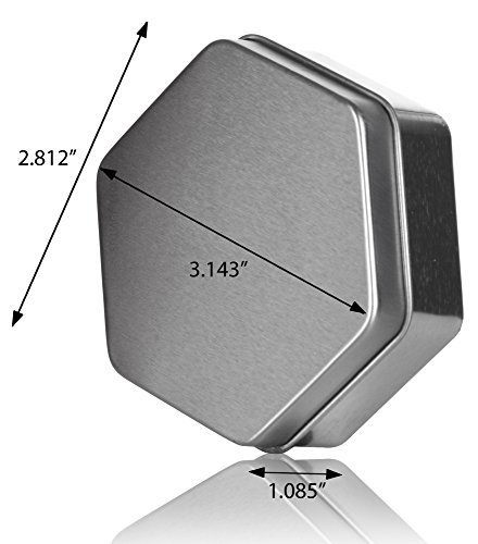Hexagon Steel Metal Tin Container with Slip Cover Lid (12 PACK) - holds approx. 2 fl oz