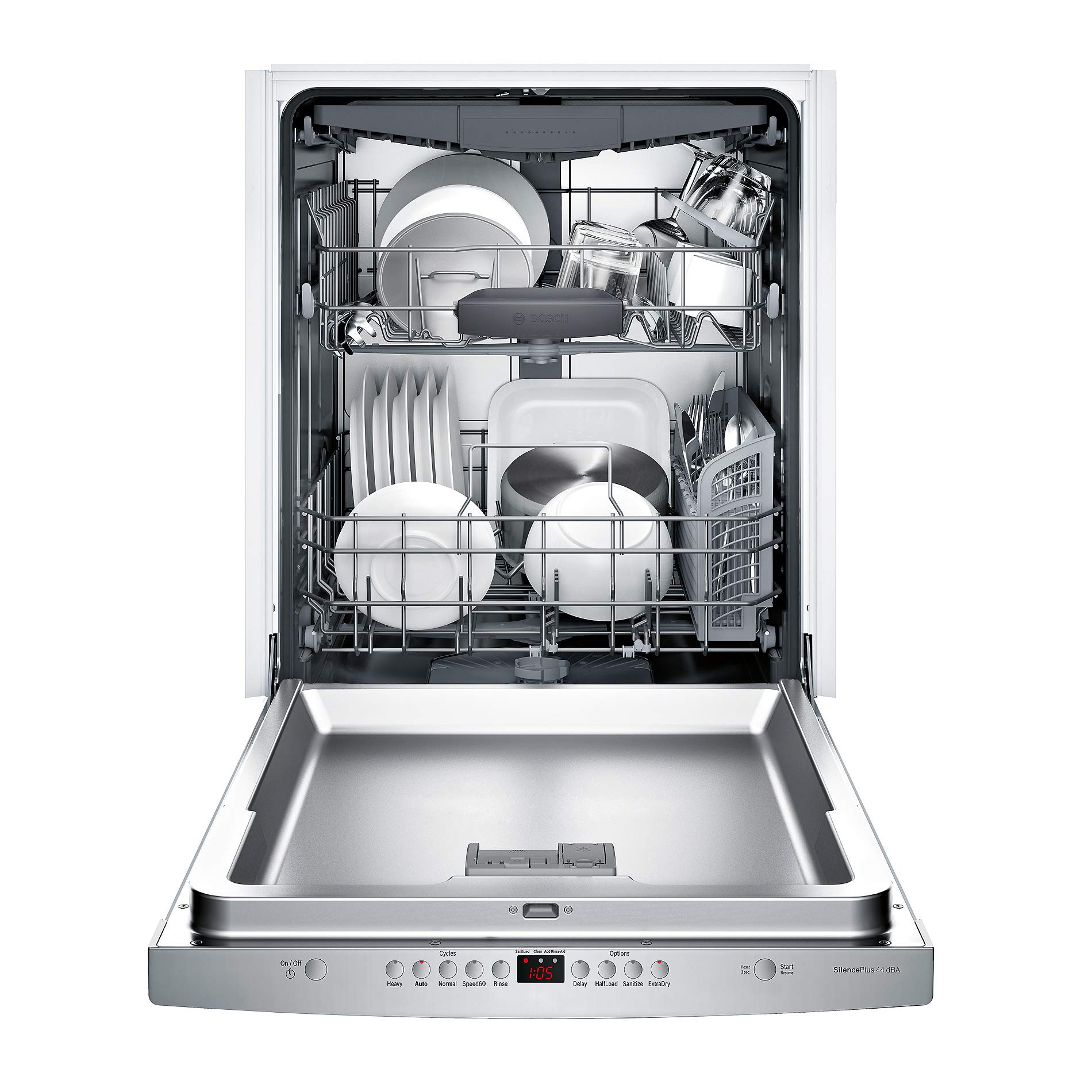 Bosch SHSM63W55N 24" 300 Series Built In Fully Integrated Dishwasher with 5 Wash Cycles, in Stainless Steel