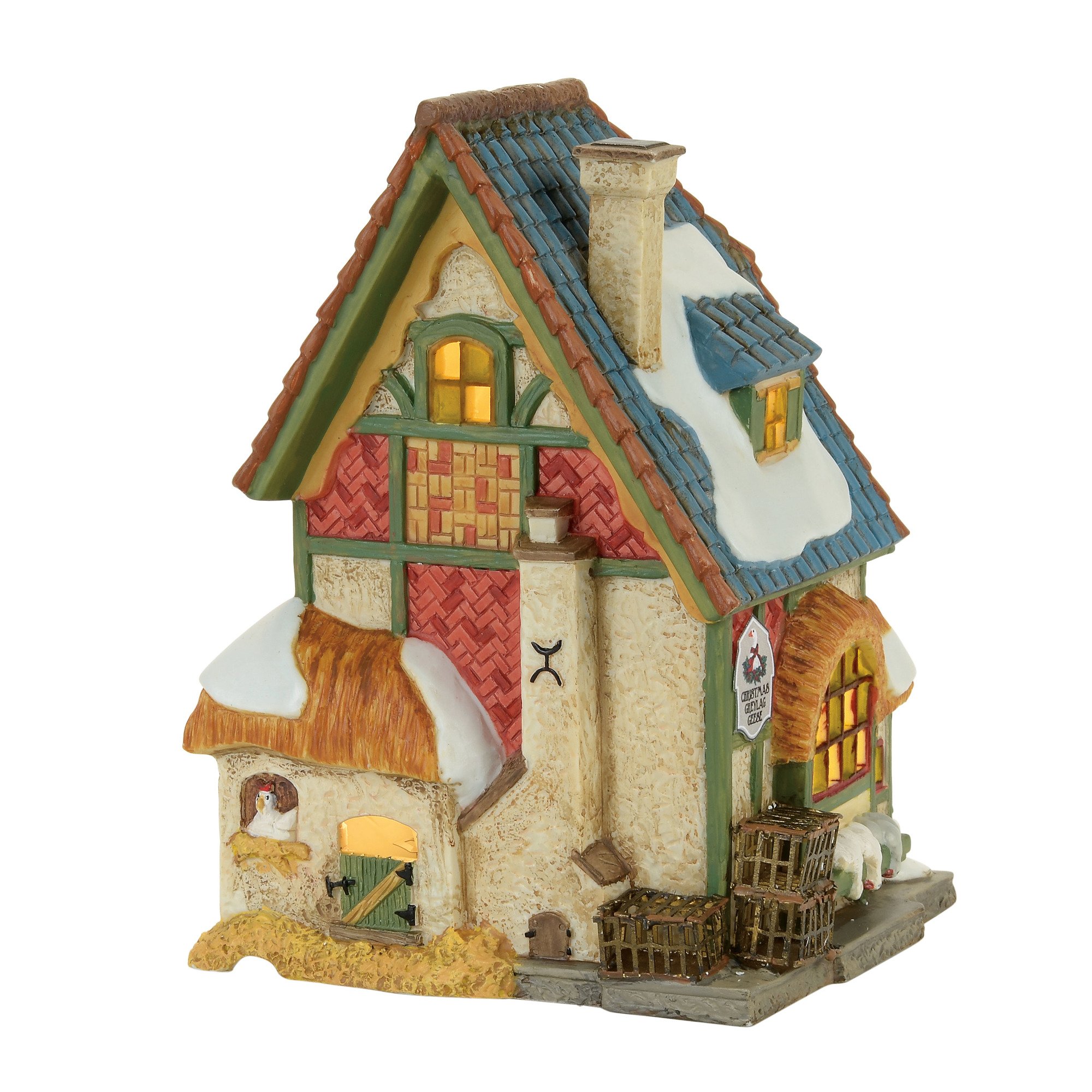 Department 56 Dickens A Christmas Carol Poulterers Shop Lit Building and Fresh Fallen Snow Village Set, Multicolor