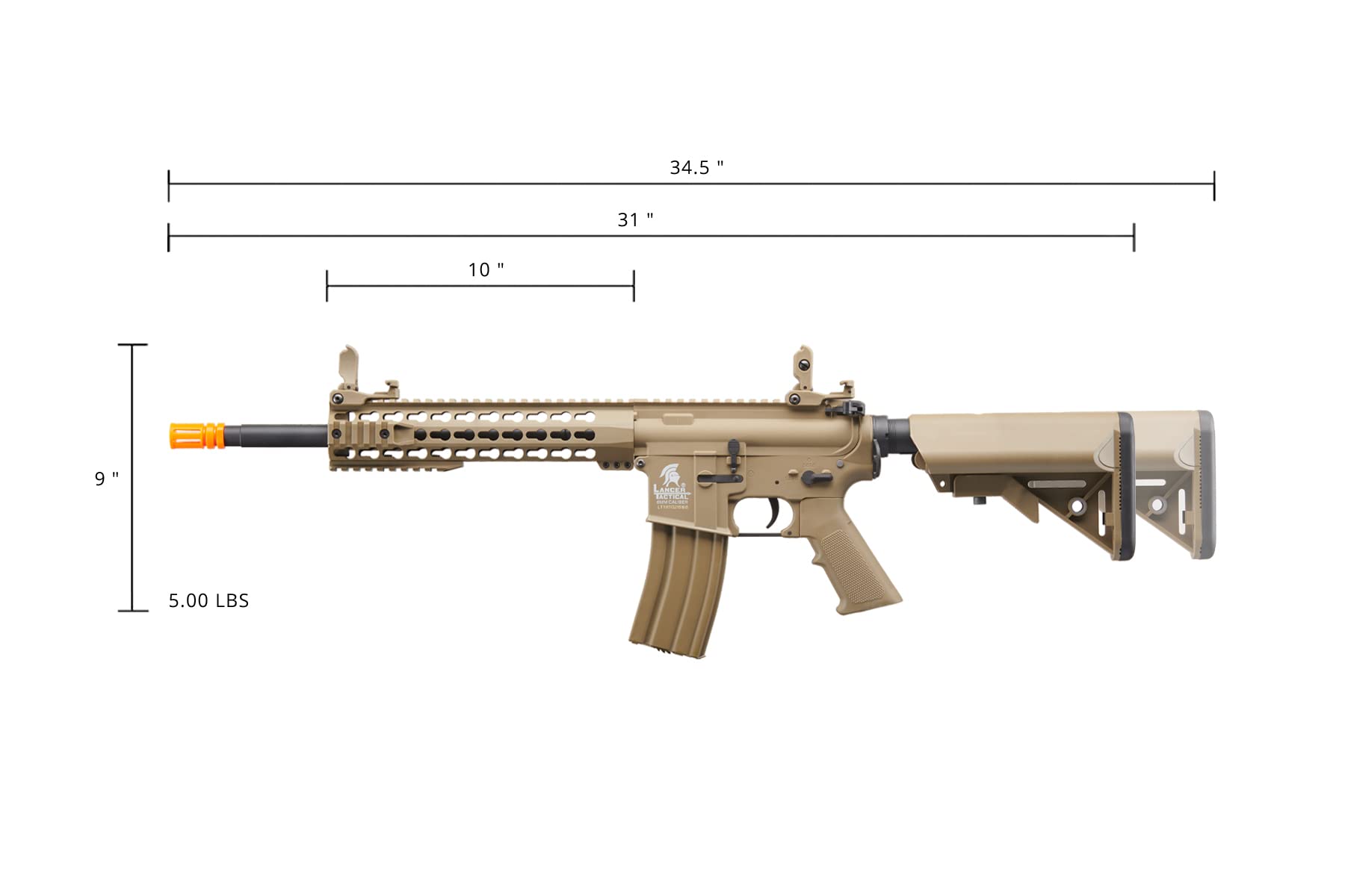 Lancer Tactical Gen 2 Airsoft M4 Carbine 10" Electric Full/Semi-Auto Airsoft AEG Rifle-1000 Rounds 0.20g BBS, 9.6v Nimh Battery & Charger Included (Tan Polymer w/ 300 Rounds Mag)