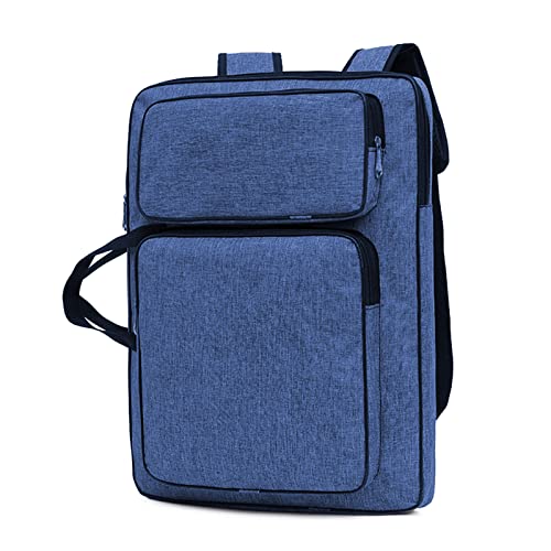 A3 Artist Portfolio Carry Case Bag Portable Students Waterproof Canvas Shoulder Bag Painting Pad Backpack for Sketching Painting Art Supplies with Shoulder Straps and Carry Handle (Vintage Blue)