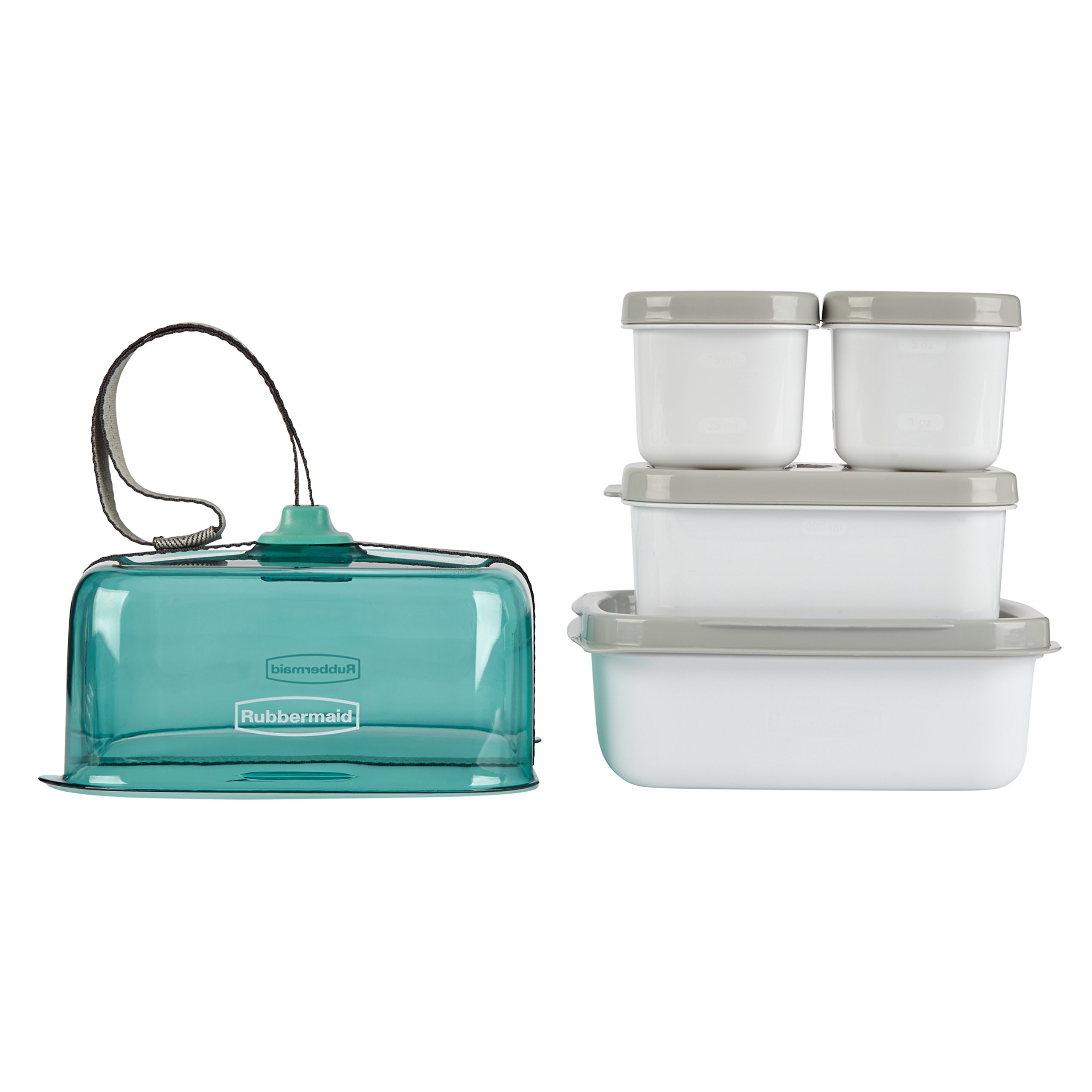 Rubbermaid Fasten + Go Sandwich Kit, Sea Foam Green, 4-Piece Set