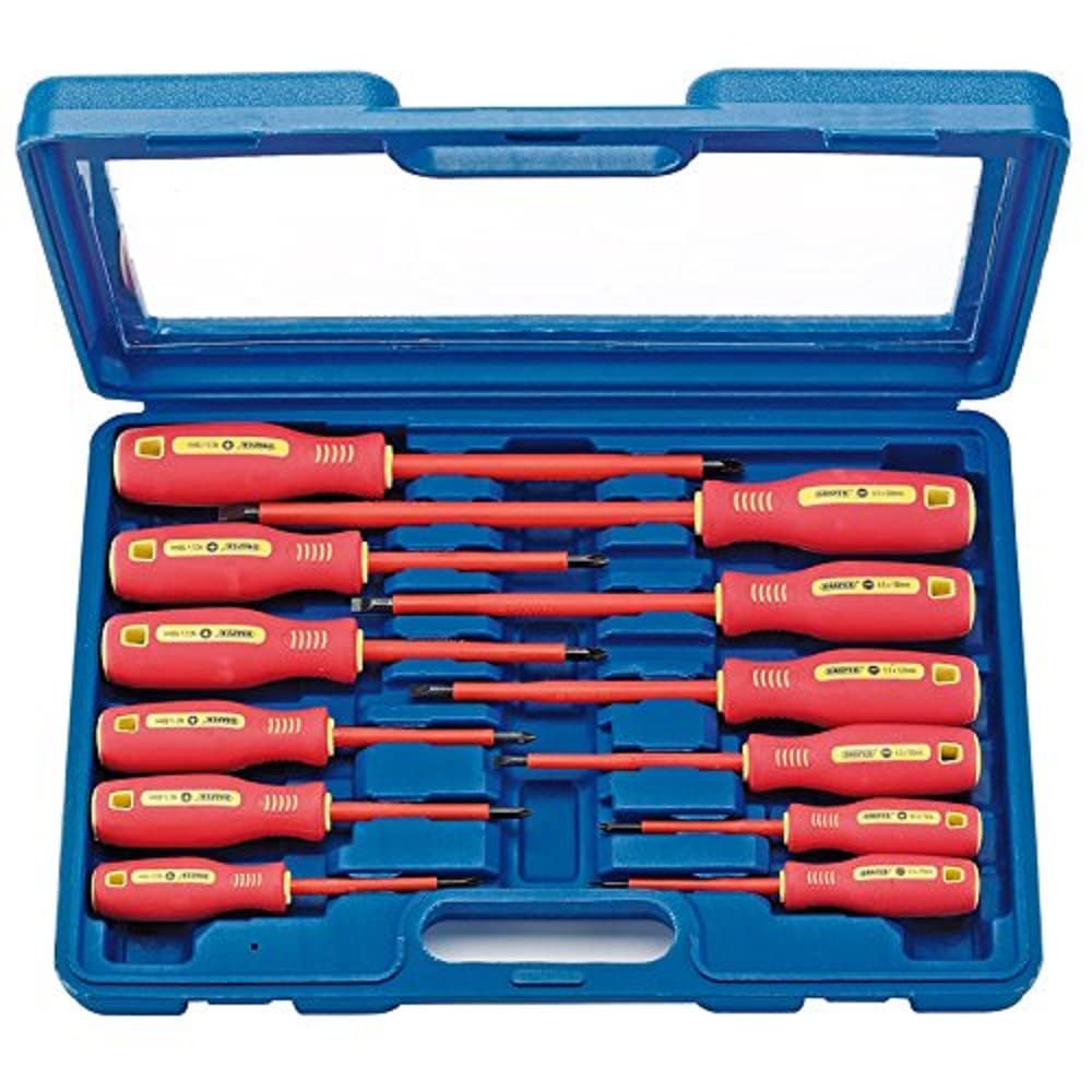 Draper 46541 Fully Insulated Screwdriver Set, 12 Pieces, Blue