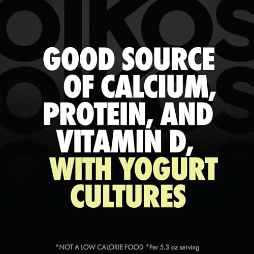 Oikos Triple Zero Vanilla Nonfat Greek Yogurt Pack, 0% Fat, 0g Added Sugar and 0 Artificial Sweeteners, Just Delicious High Protein Yogurt, 4 Ct, 5.3 OZ Cups