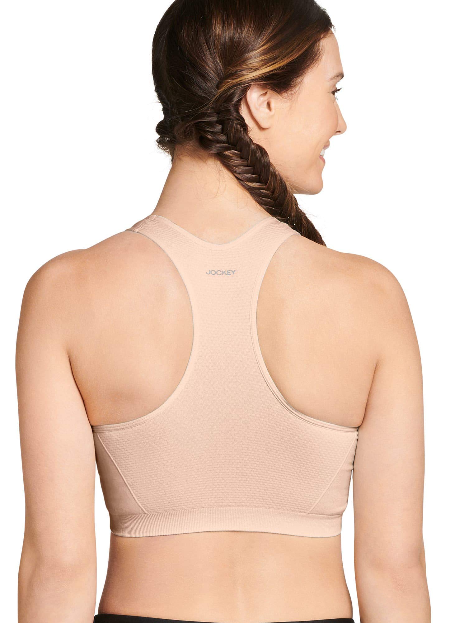 Jockey Women's Bra Mid Impact Removable Cup Seamless Sports Bra, Light, XL