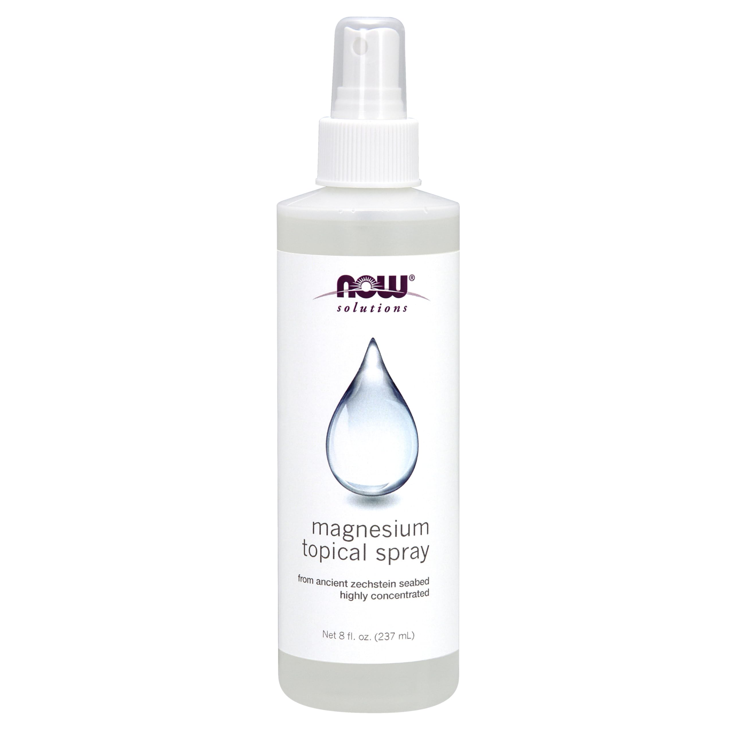 NOW Foods Solutions, Magnesium Topical Spray, from the Ancient Zechstein Seabed, Highly Concentrated, 8 Fl Oz (Pack of 1)