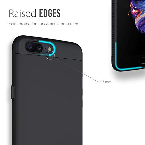 TUDIA DualShield Designed for OnePlus 5 Case, [Merge] Shockproof Heavy Duty Military Grade Dual Layer Slim Protective Case Cover - Matte Black