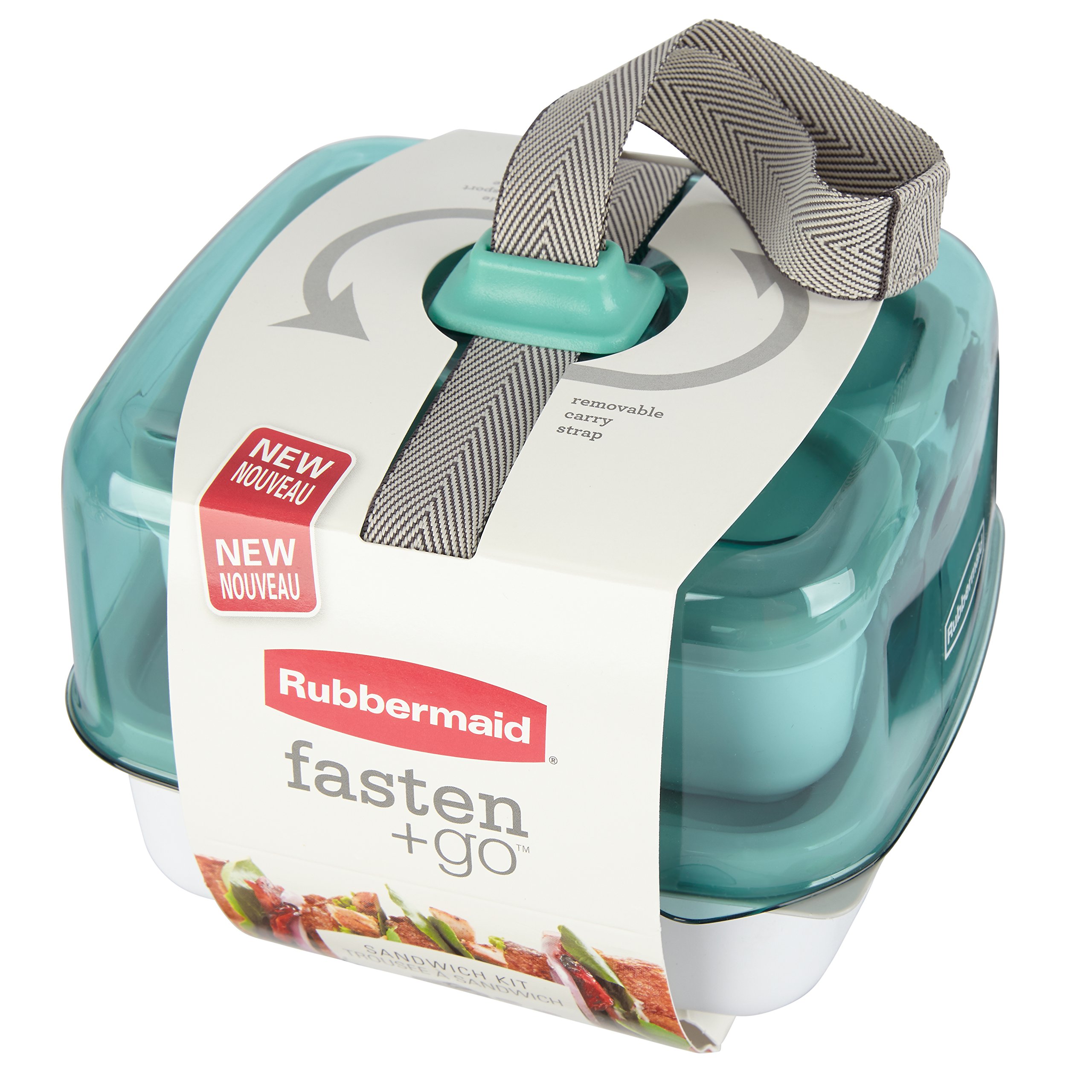 Rubbermaid Fasten + Go Sandwich Kit, Sea Foam Green, 4-Piece Set