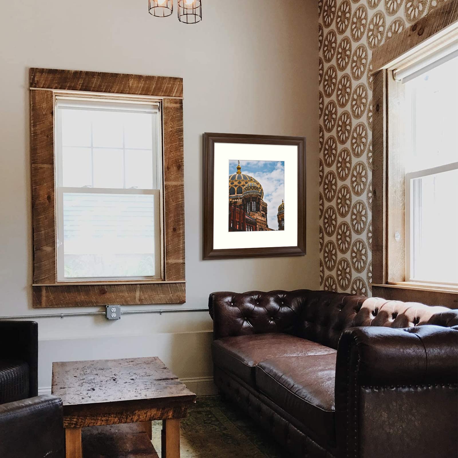 Golden State Art, 16x20 Photo Frame with 11x14 Ivory Picture Mat and Real Glass - 1.8-inch Width (Brown)