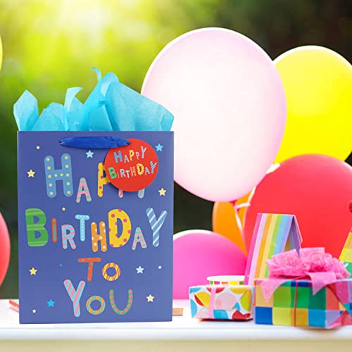Sharlity 13" Large Birthday Gift Bag for Baby Shower with Card and 3 Tissue Papers (1pack)