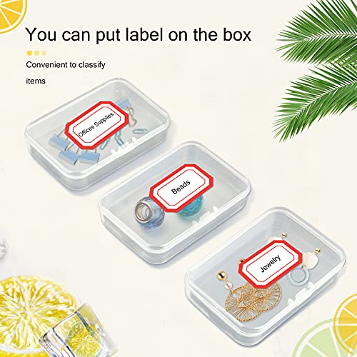YASUOA 6 Pack Rectangle Mini Storage Containers Box with Hinged Lid, Storage Containers for Business Card, Crafts Accessories, Screws, Drills, Battery, Tiny Bead (3.5x2.5inch)