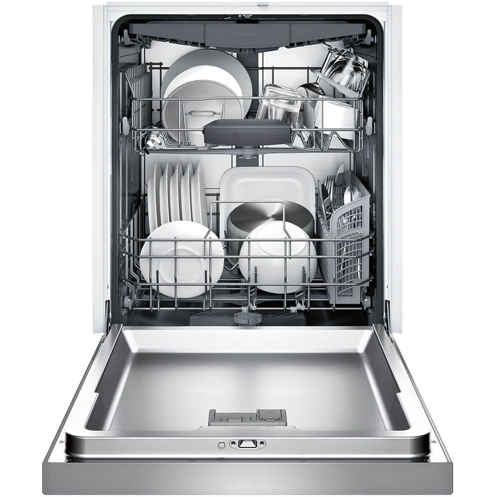 Bosch SHEM63W55N 24" 300 Series Built In Full Console Dishwasher with 5 Wash Cycles,in Stainless Steel
