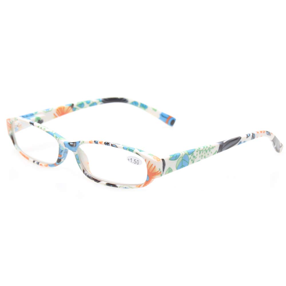 Kerecsen Reading Glasses 4 Fashion Women Eyeglasses With Floral Design Classic Spring Hinge Readers (2.25, 4 Pack Mix Color)