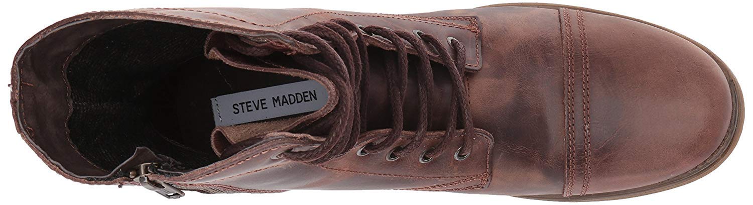 Steve Madden Men's Troopah-C Combat Boot, Brown Leather, 9.5