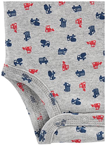 Simple Joys by Carter's Baby Boys' 5-Pack Long-Sleeve Bodysuit, Blue/Grey Trucks/Red Stripe, 24 Months