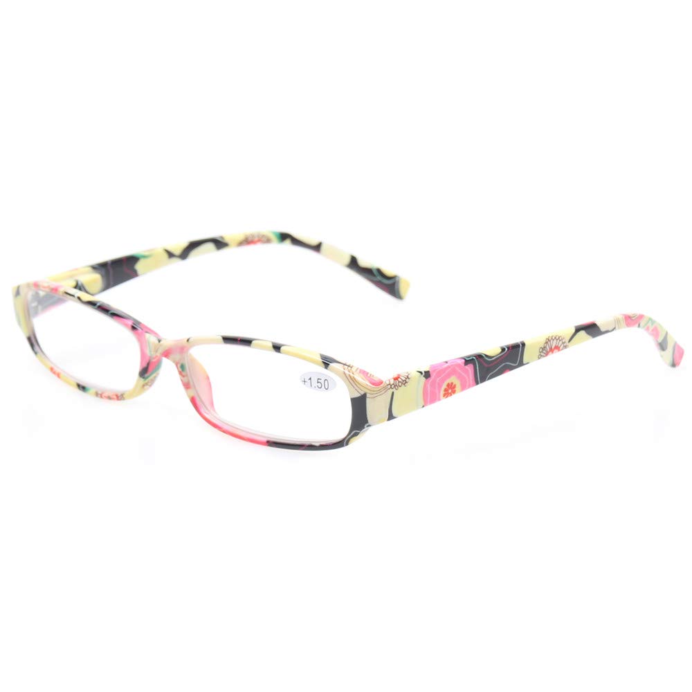 Kerecsen Reading Glasses 4 Fashion Women Eyeglasses With Floral Design Classic Spring Hinge Readers (2.25, 4 Pack Mix Color)