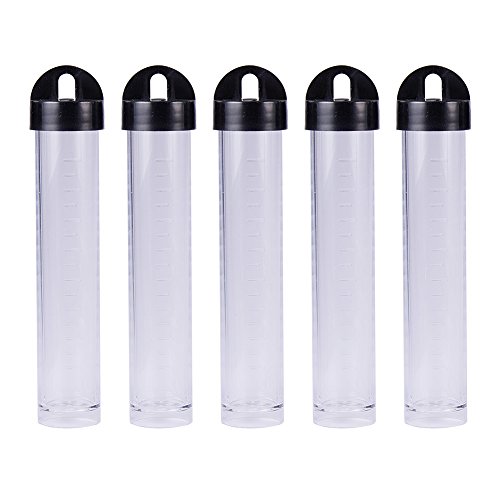 BENECREAT 30 Pack 0.85oz Clear Plastic Tube Bead Containers Liquid Containers with Black Screw-Top Lid & Cylindrical Bottom, Easy to Stand and Place (Diameter 0.78"/ Length 4.13")