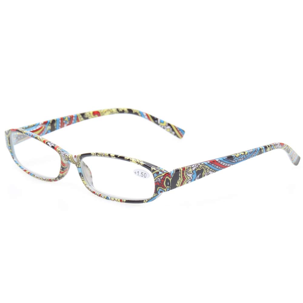 Kerecsen Reading Glasses 4 Fashion Women Eyeglasses With Floral Design Classic Spring Hinge Readers (2.25, 4 Pack Mix Color)