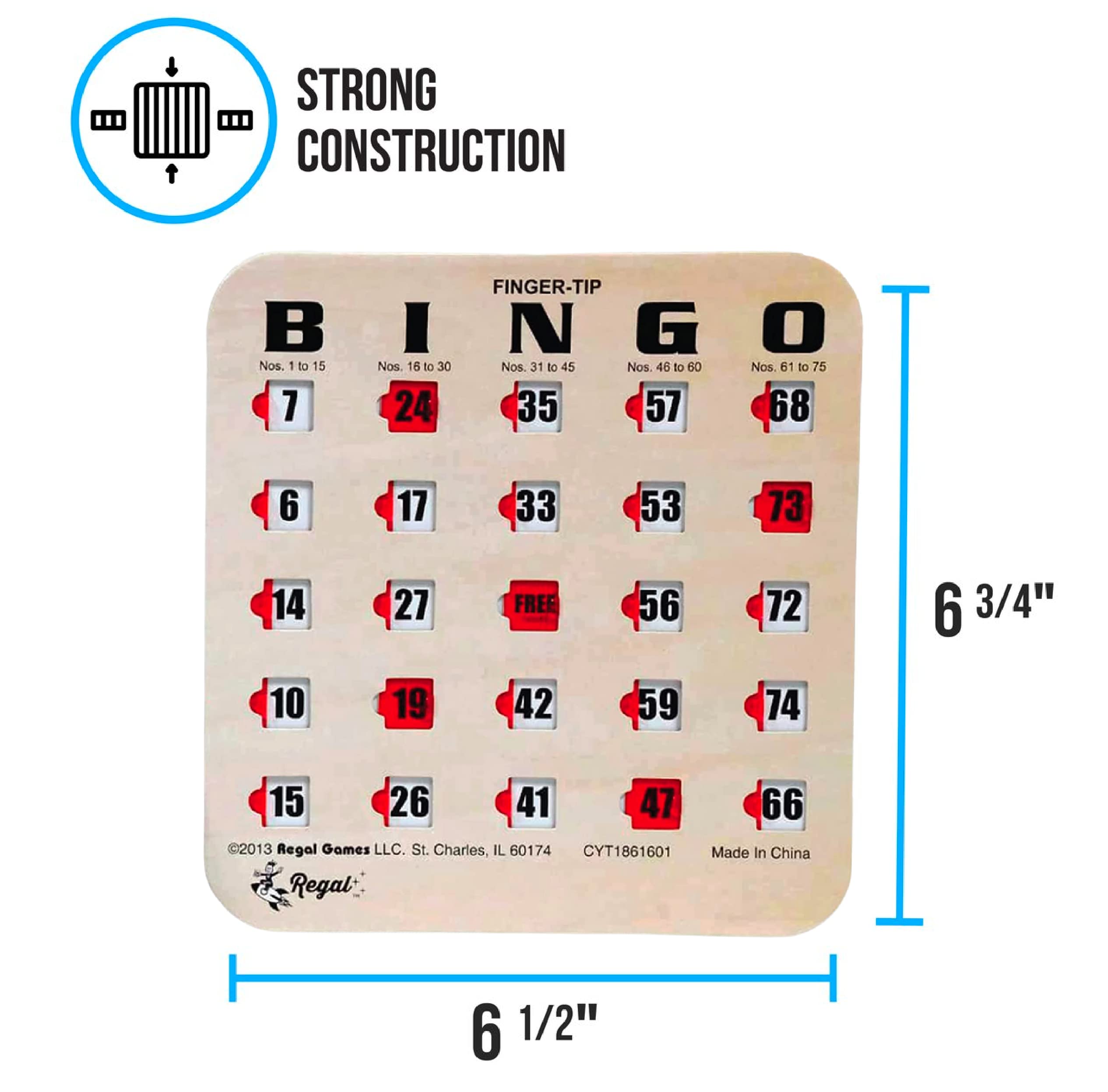Regal Bingo Bulk Bingo Cards with Sliding Windows - Reusable Large Print Bingo Game Cards for Adults Large Group - 10 Pack, Woodgrain