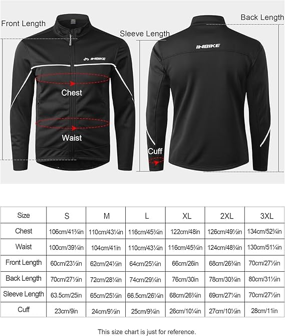 INBIKE Men's Cycling Jacket, Winter Fleece Thermal Windproof Soft Shell Wind Coat Black Small