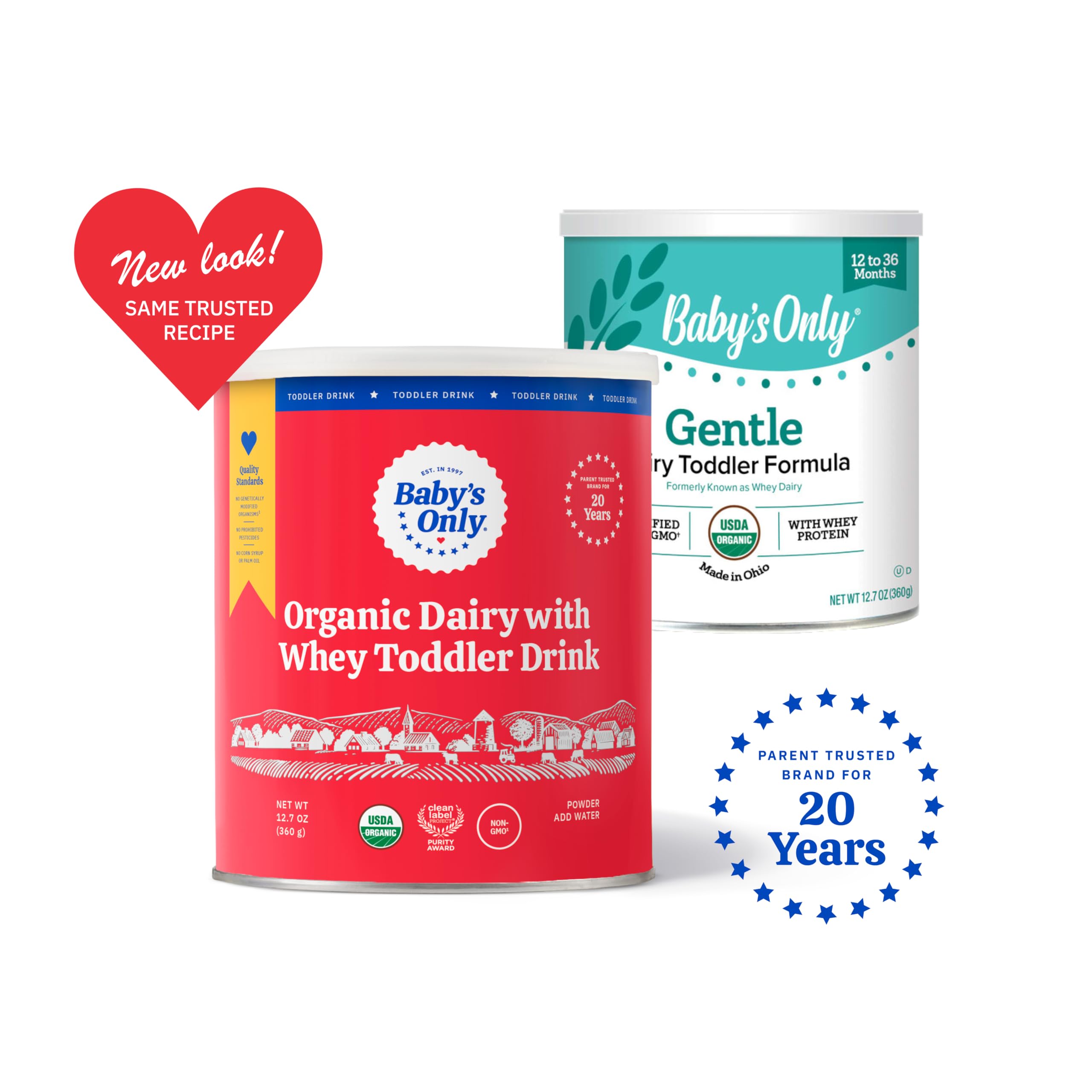 Baby's Only Organic Dairy with Whey Toddler Drink, Milk Powder with Extra Whey Protein, Iron, Vitamin D, Toddlers 12 Months Old and Up, Organic Toddler Drink, Easy to Digest, 12.7 oz, 1 Pack