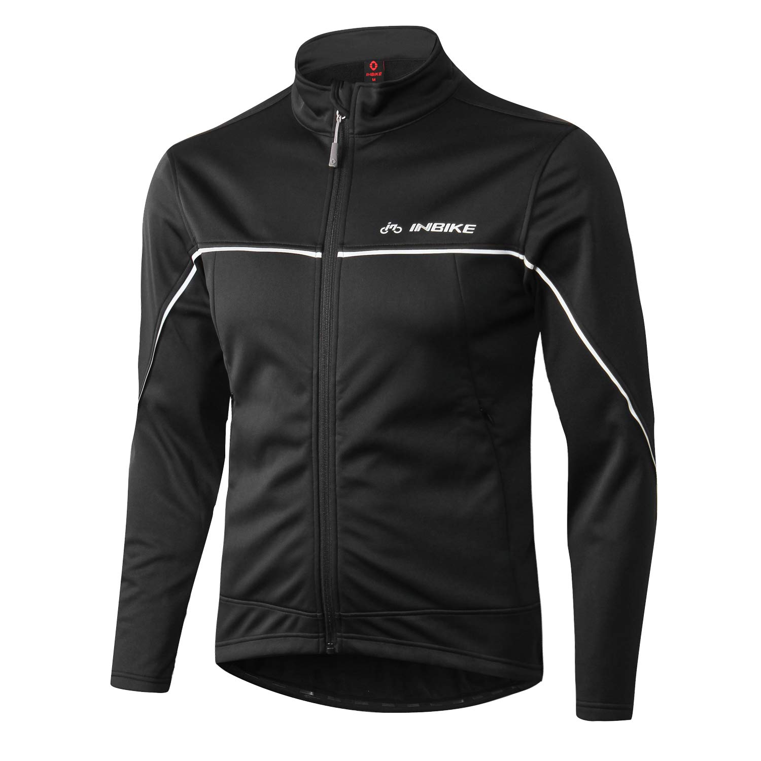 INBIKE Men's Cycling Jacket, Winter Fleece Thermal Windproof Soft Shell Wind Coat Black Small