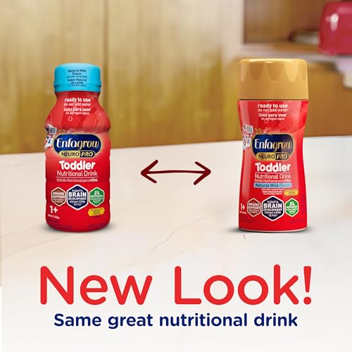 Enfagrow NeuroPro Toddler Nutritional Drink, Made with Real Milk, Brain-Building Omega-3 DHA, Nutrients and Prebiotics for Growth & Immune Support, Non-GMO, Toddler Milk Powder, 8 Fl Oz, 6 Count