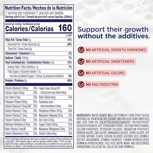 Enfagrow NeuroPro Toddler Nutritional Drink, Made with Real Milk, Brain-Building Omega-3 DHA, Nutrients and Prebiotics for Growth & Immune Support, Non-GMO, Toddler Milk Powder, 8 Fl Oz, 6 Count