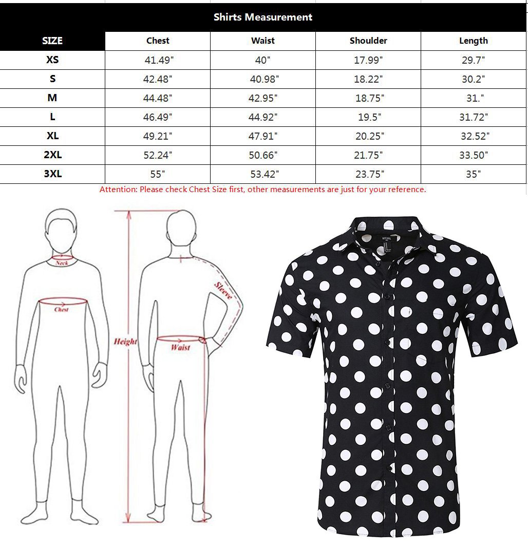 Men's Regular-Fit Short Sleeve Dress Shirt Premium Polka Dot Prints Button Down Casual Cotton Shirts for Men