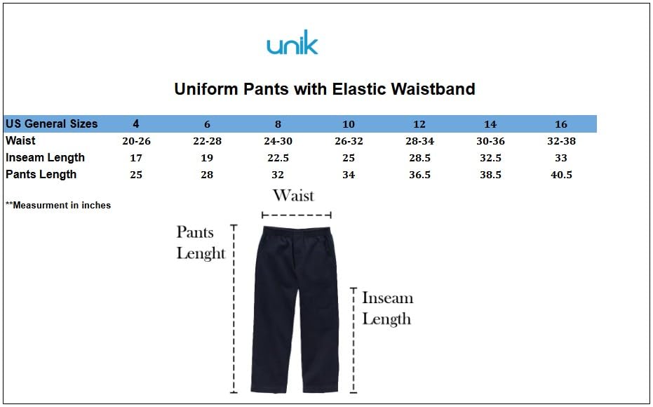 unik Boy's Uniform All Elastic Waist Pull-on Pants BU03 Navy 8