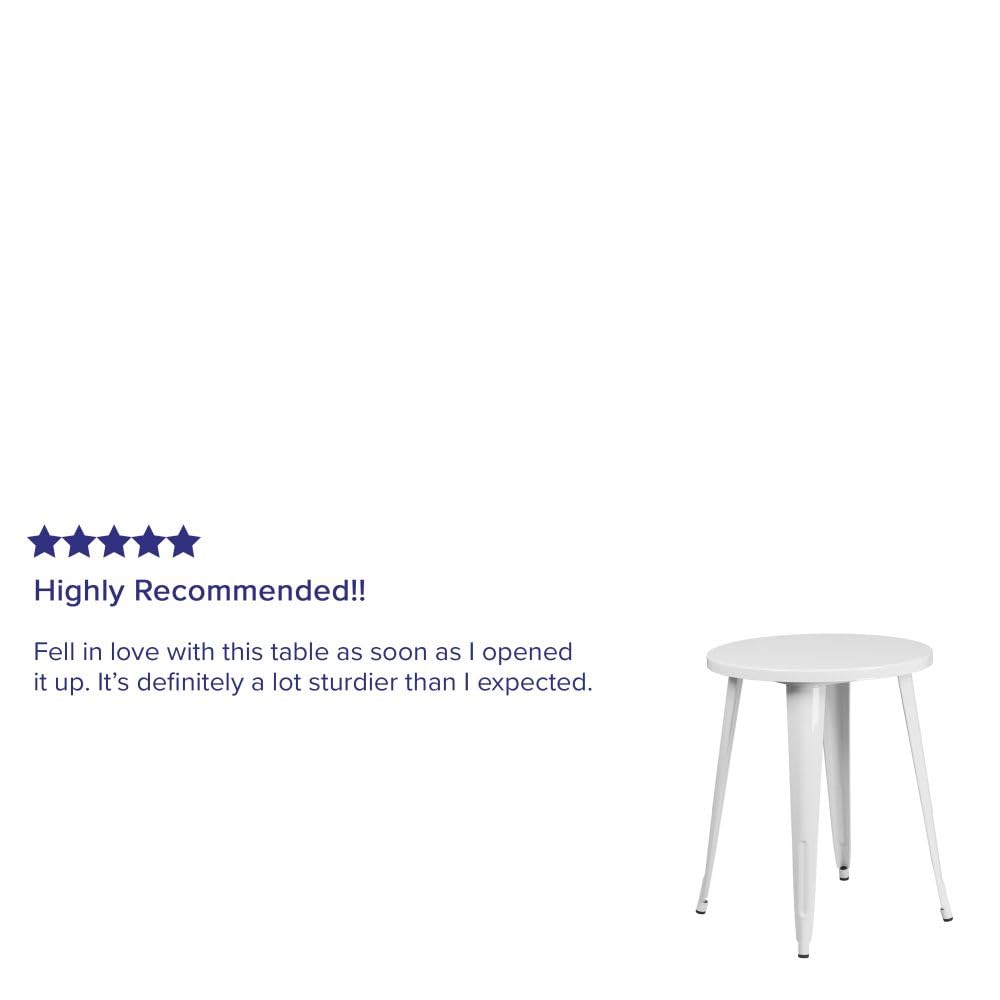 Flash Furniture Webb Commercial Grade 24" Round White Metal Indoor-Outdoor Table