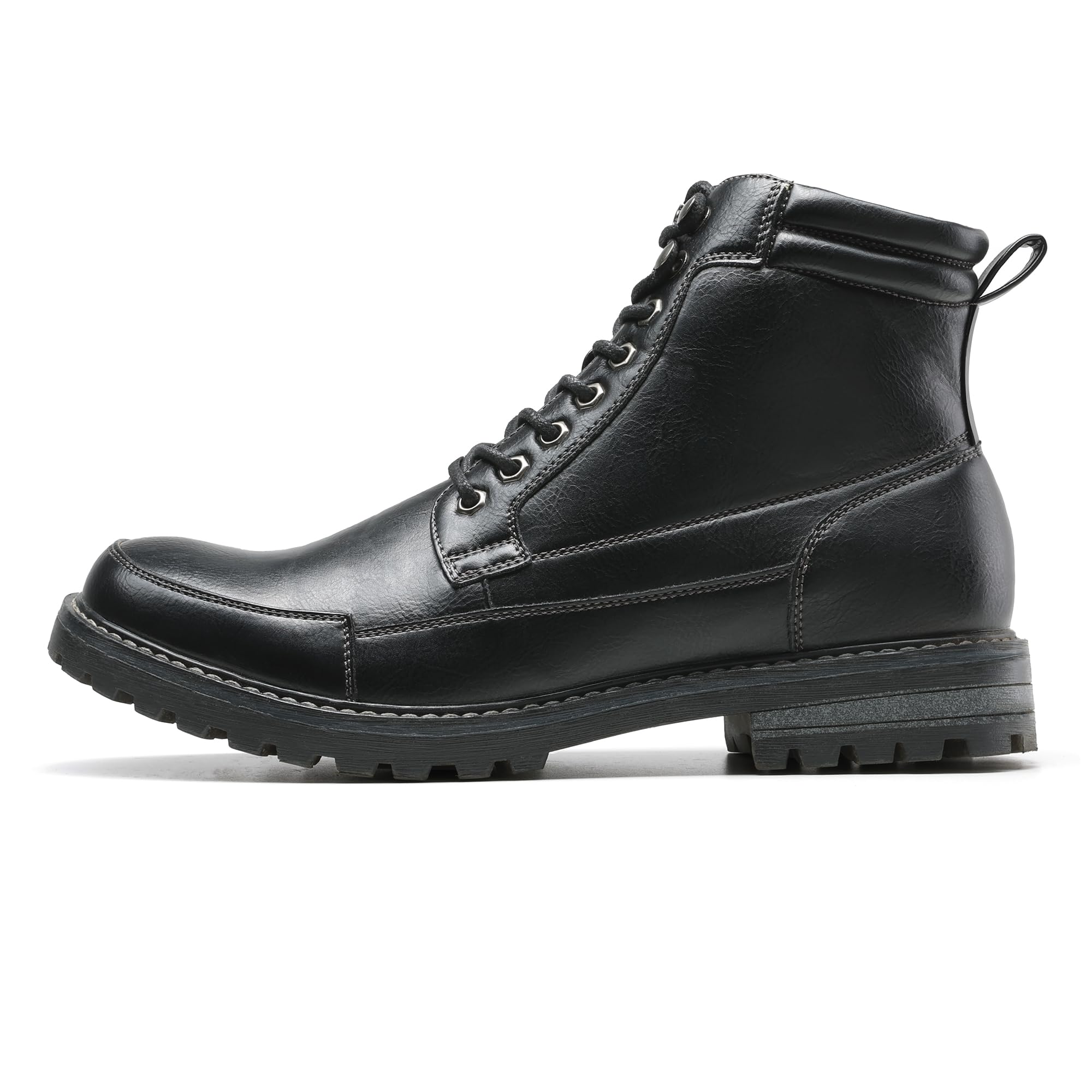 Bruno Marc Men's Motorcycle Combat Oxford Boot Fur Lining Warm Zipper Boots,Size 10.5,Engle-01-Black,ENGLE-01