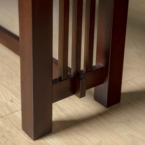 Walker Edison 3 Person Wood Dining Bench Armless Kitchen Table Set Dining Chairs, 60 Inch, Brown