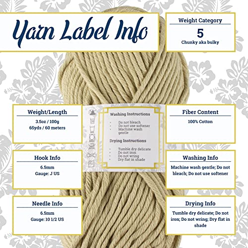 JubileeYarn Lacery Yarn - Chunky Cotton - 100g/Skein - Vanilla Cream - 2 Skeins