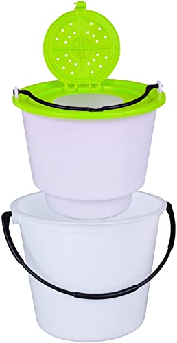 Flambeau Outdoors 6051BC 2-Piece 10 Qt. Minnow Bucket, Live Bait Fishing Storage, Lime Green/White