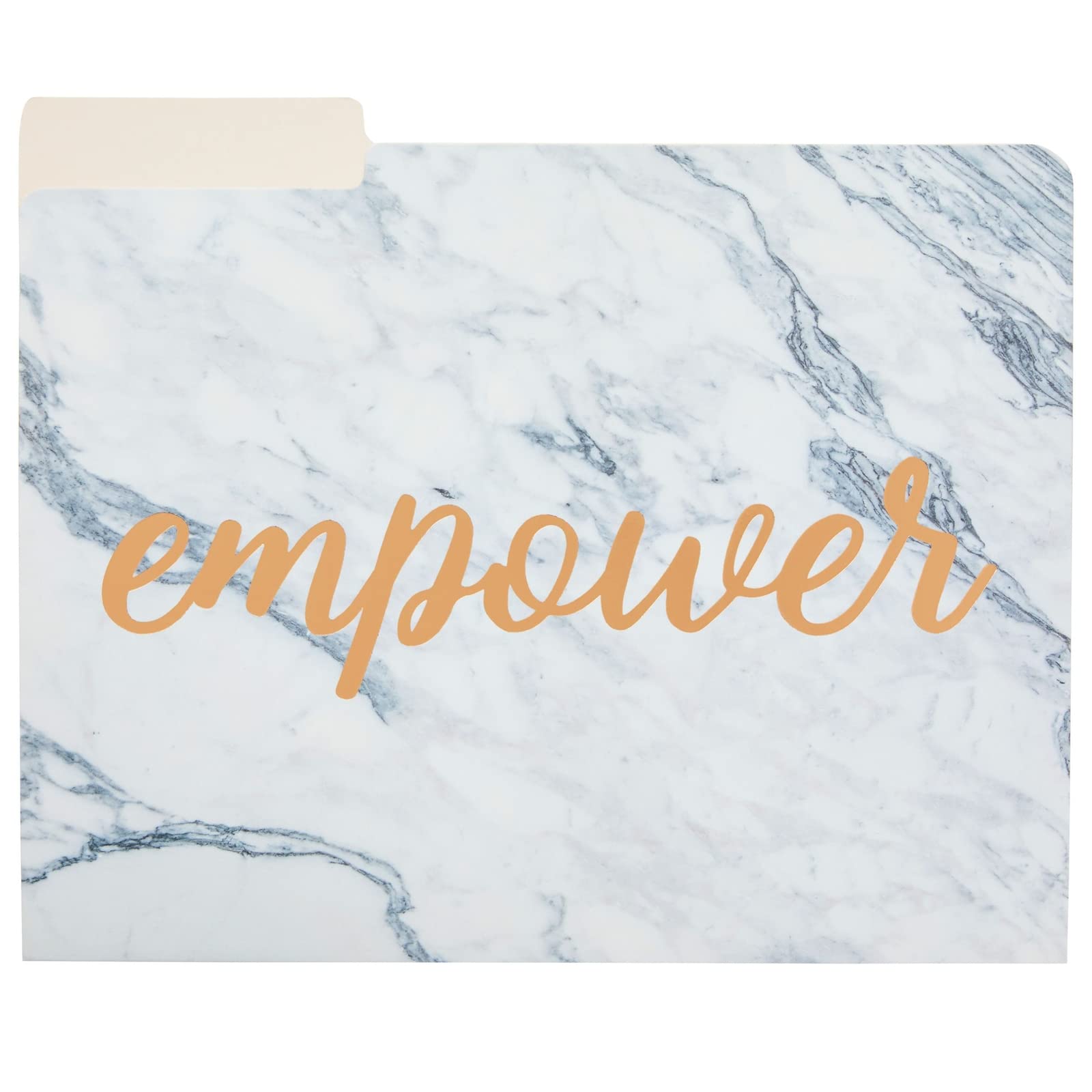 12 Pack Marble Decorative File Folders, Letter Size for Women, Cute Rose Gold with 1/3 Cut Tabs for Women, 6 Inspirational Designs (9.5 x 11.5 in)