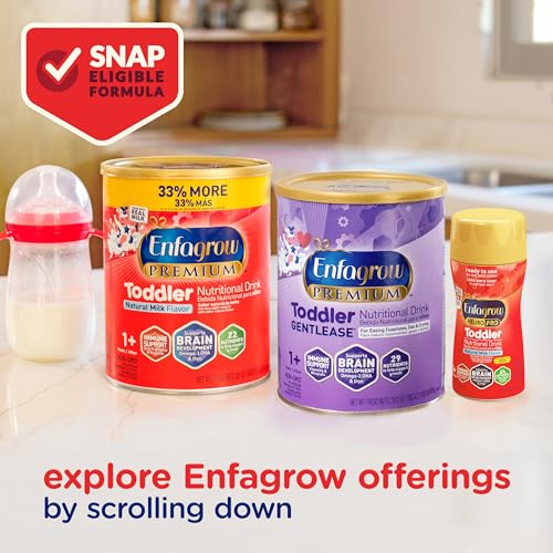 Enfagrow NeuroPro Toddler Nutritional Drink, Made with Real Milk, Brain-Building Omega-3 DHA, Nutrients and Prebiotics for Growth & Immune Support, Non-GMO, Toddler Milk Powder, 8 Fl Oz, 6 Count