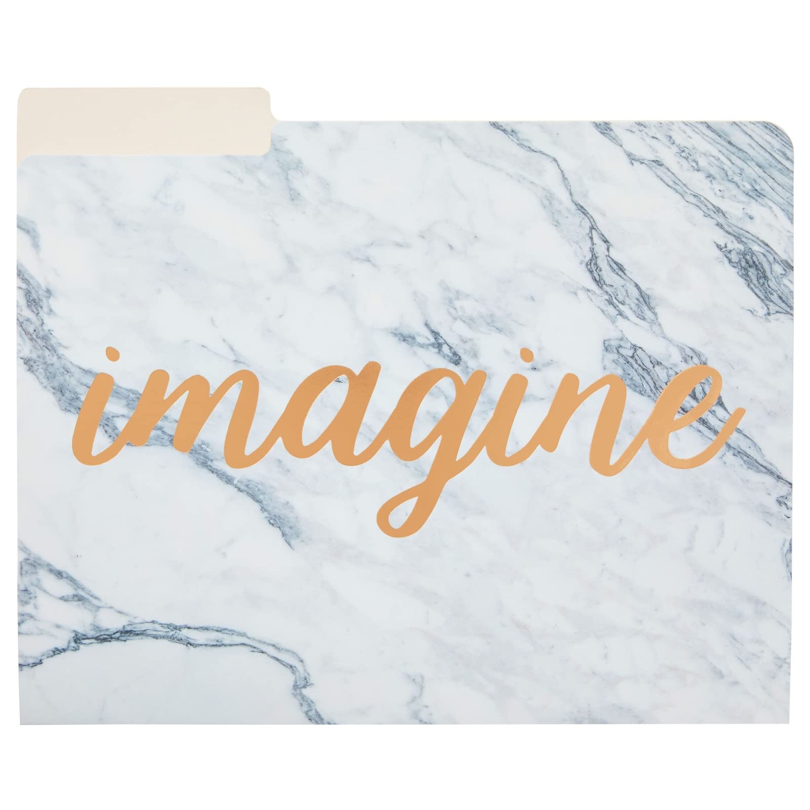 12 Pack Marble Decorative File Folders, Letter Size for Women, Cute Rose Gold with 1/3 Cut Tabs for Women, 6 Inspirational Designs (9.5 x 11.5 in)