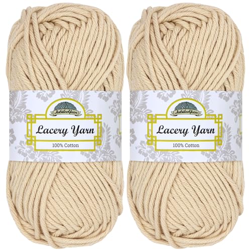 JubileeYarn Lacery Yarn - Chunky Cotton - 100g/Skein - Vanilla Cream - 2 Skeins